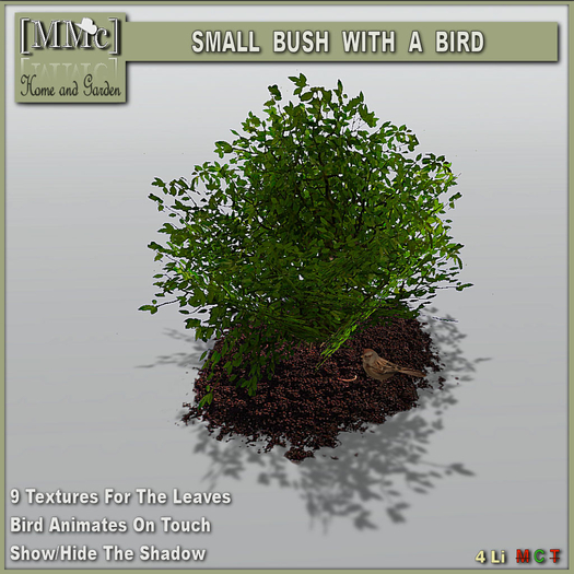 Second Life Marketplace - [MMc] Small Bush With Bird